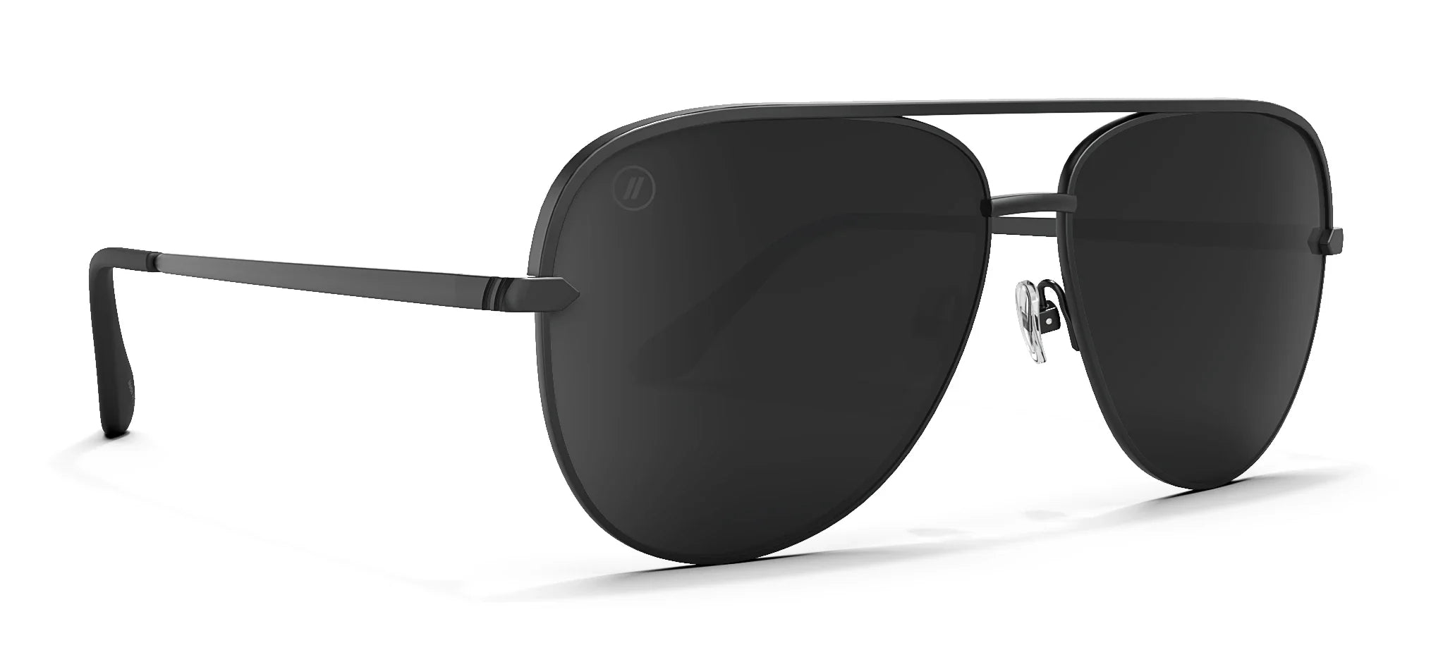 Assertive Style Aviator Sunglasses - Polarized Smoke Lens & Black Brow ...