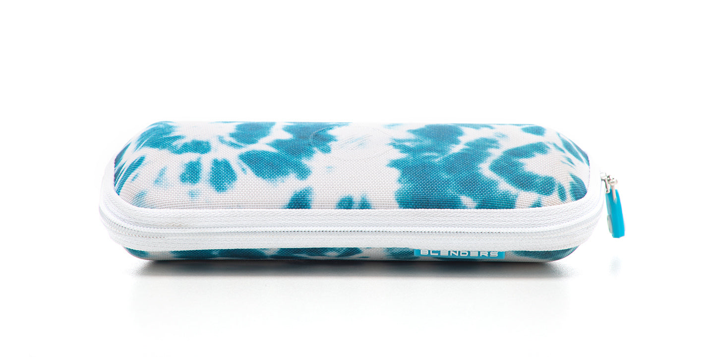Acid Glasses Case - White & Teal Tie Dye Hard Case for Sunglasses & Eyewear