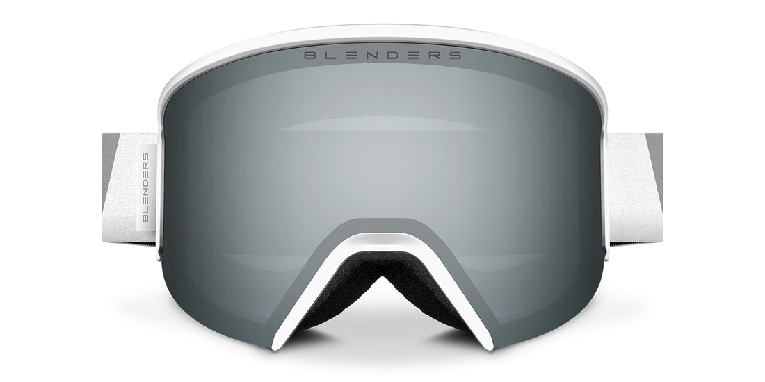 White Mist Lunar Snow Goggles - White Frame with Chrome Silver Lens Ski ...