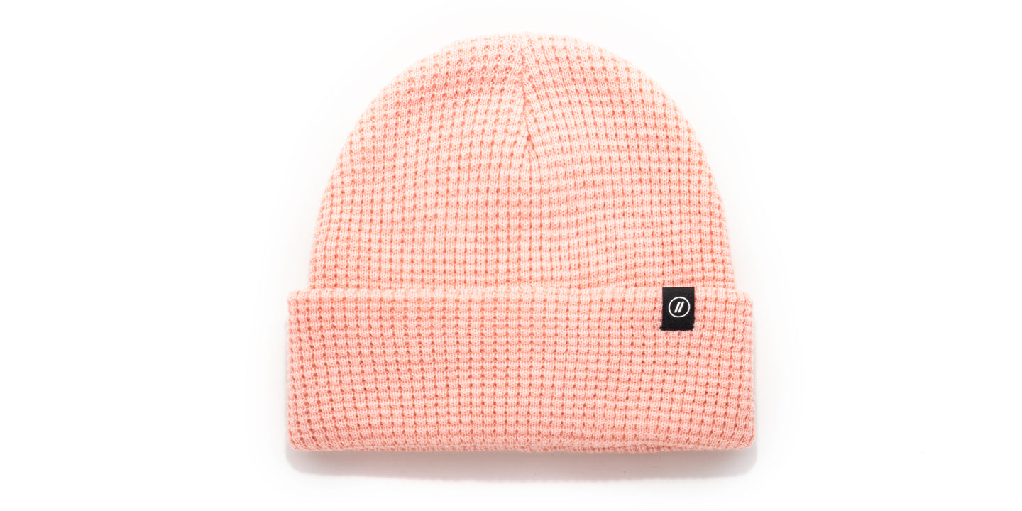 Blush Pink Beanie - Light Pink Cuffed Waffle Knit Snow Hat | Blenders ...